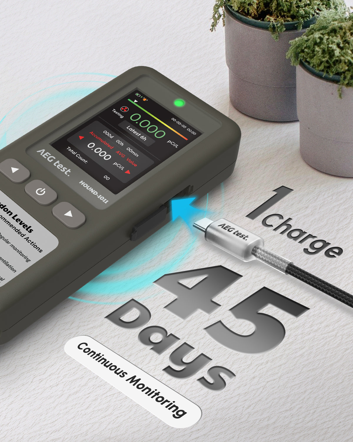 HOUAEGTEST HOUND-1011 Portable Radon Detector for Home, Lightweight ...